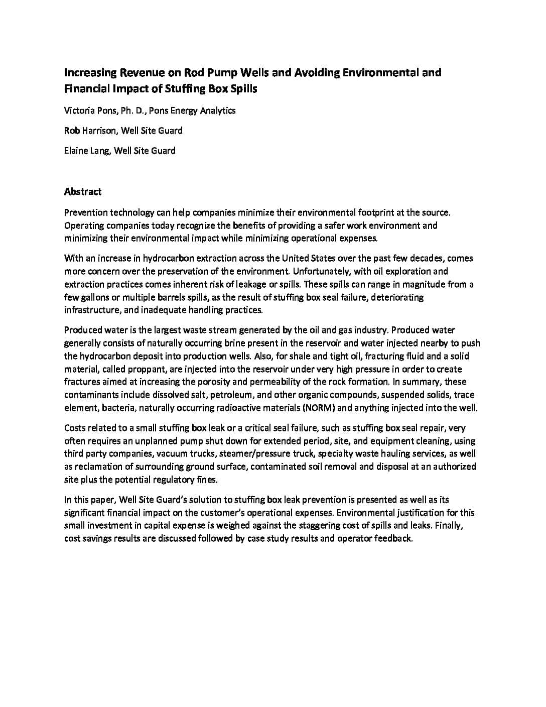 Elaine Lang – Well Site Guard – ALRDC